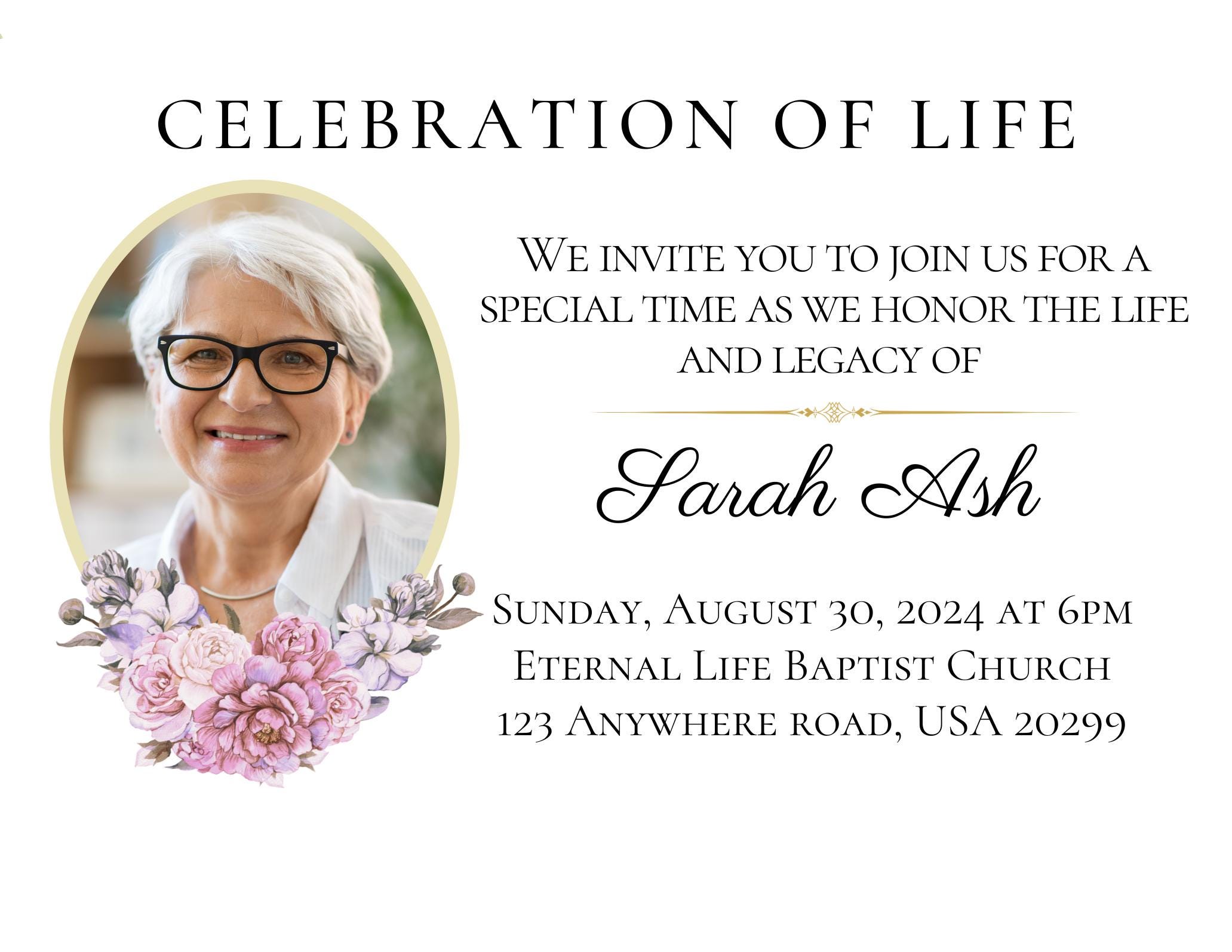 Editable Funeral Flyer Celebration of Life Funeral Brochure Funeral ...