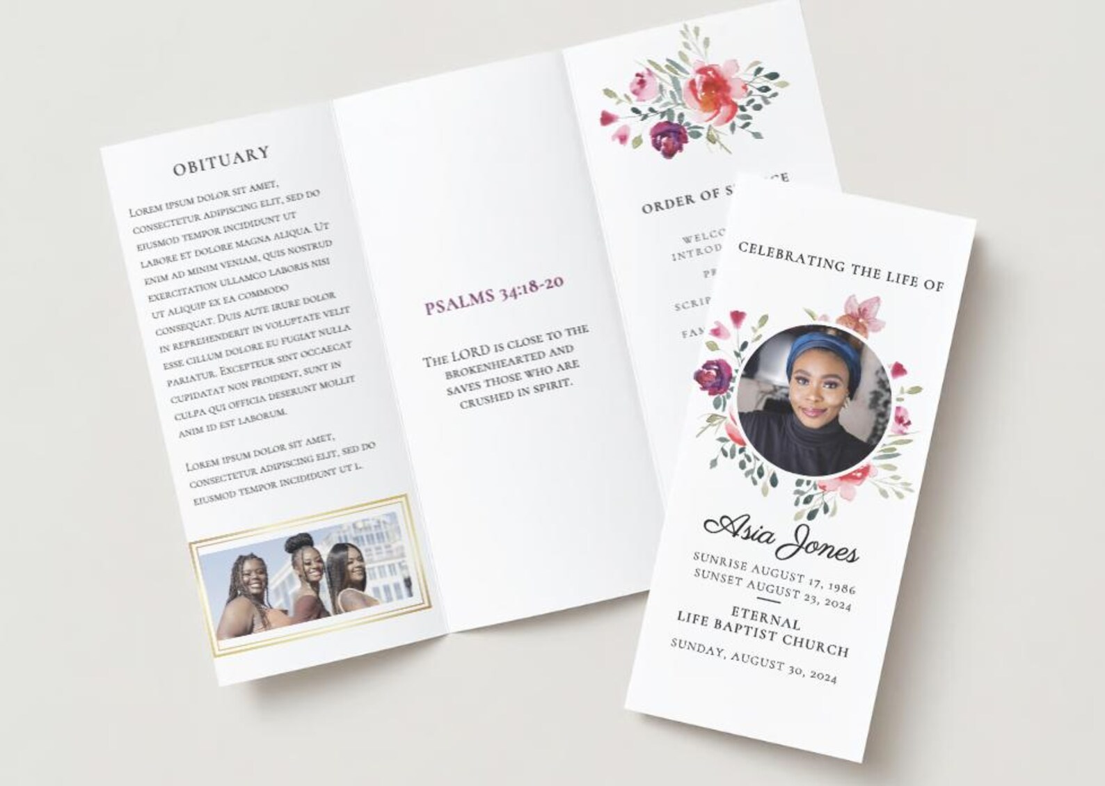 Editable Funeral Program Canva Template Funeral Handout Funeral ...