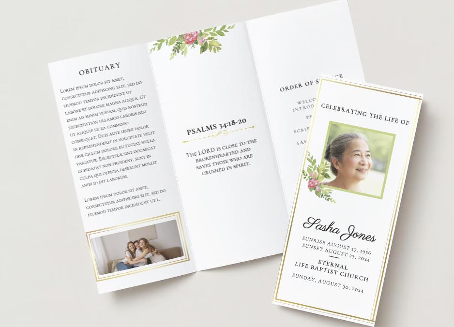 Editable Funeral Flyer Celebration of Life Funeral Brochure Funeral ...