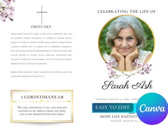 Editable Funeral Flyer Celebration of Life Funeral Brochure Funeral ...