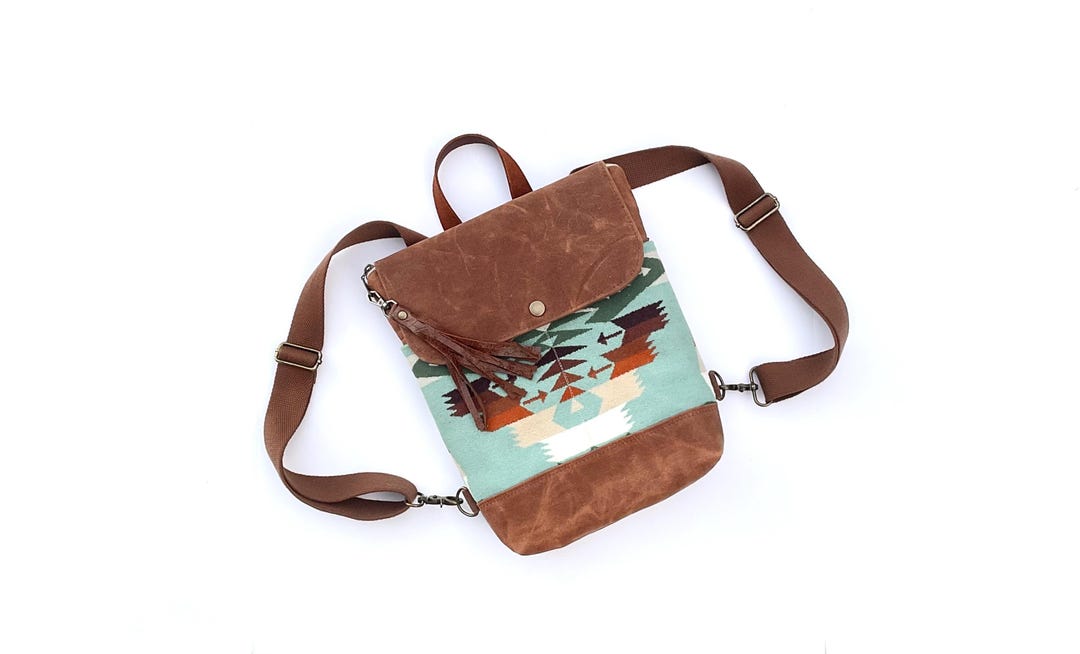 Small Women’s Knapsack, Backpack Made With Pendleton Wool & Waxed ...