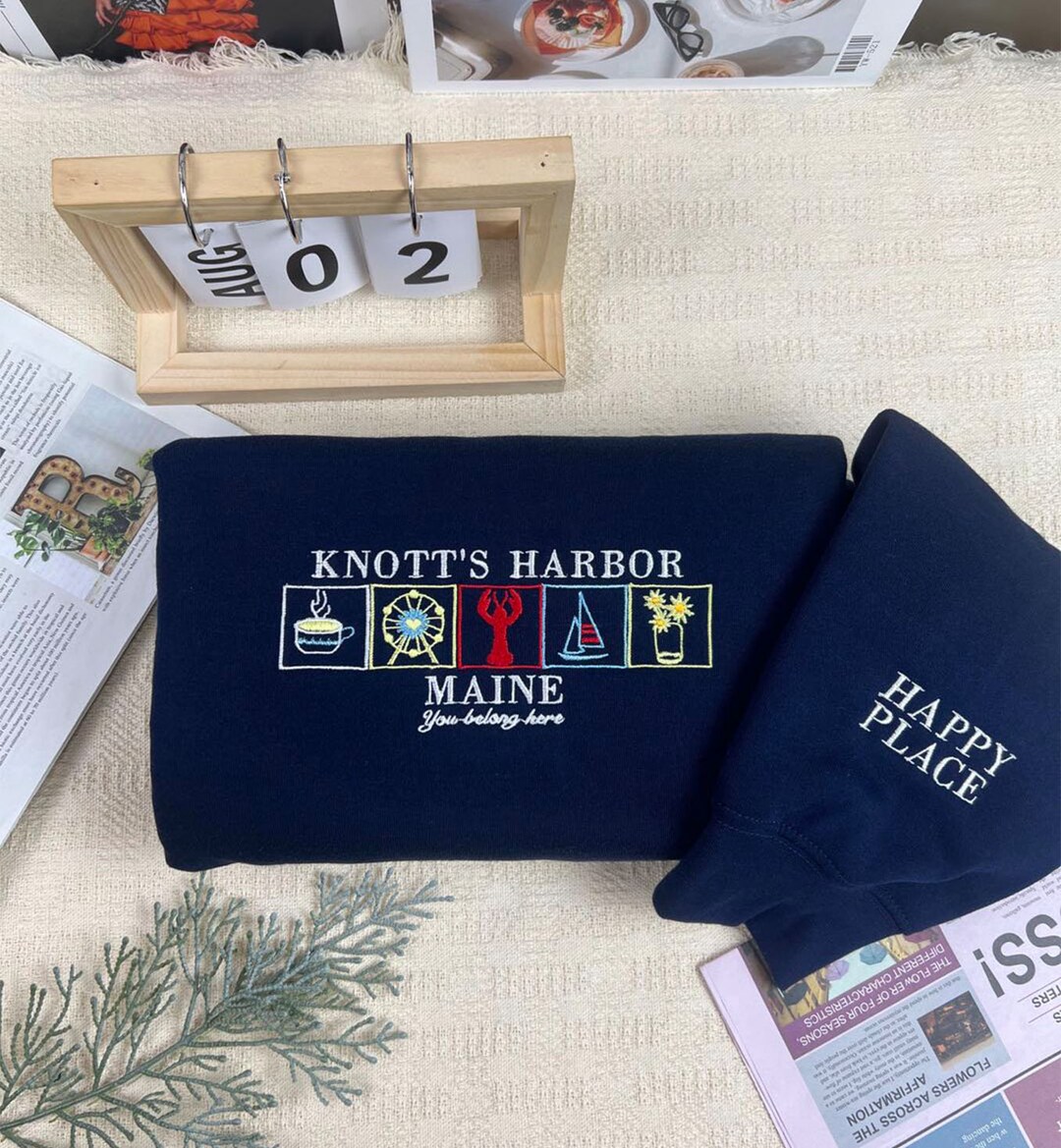 Knott's Harbor Embroidered Sweatshirt, Happy Place, Maine, Emily Henry ...
