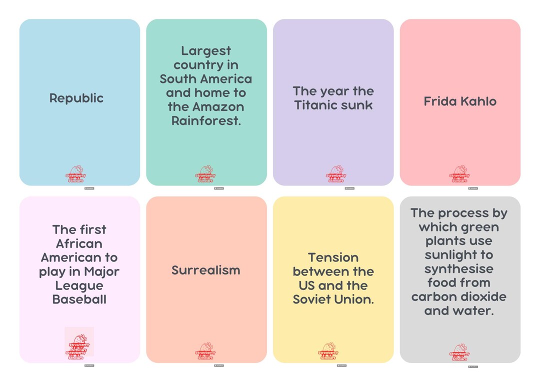 Comprehensive General Knowledge Cards - Etsy