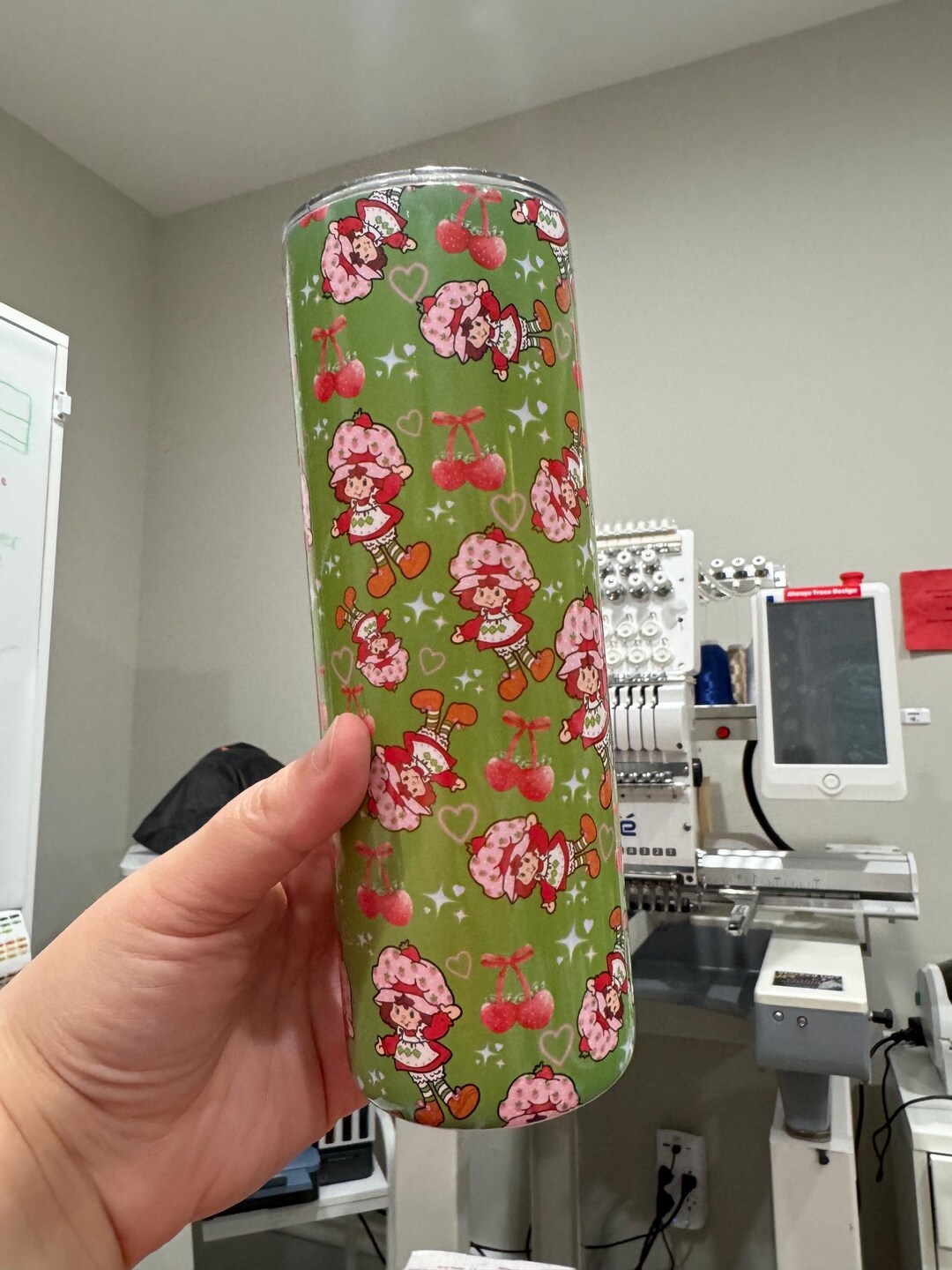 Handmade Green Strawberry Shortcake 20 Oz Tumbler Cup, Vintage Strawberry Shortcake Tumbler ...