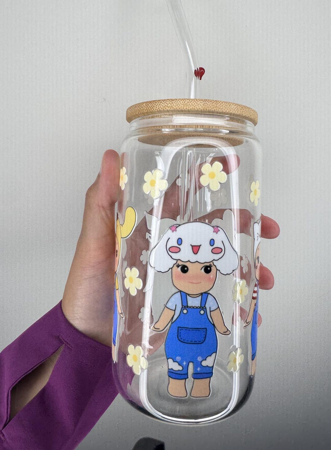 Angel Doll Glass Cups, Cute Angel Glass Tumblers, 20oz, Bamboo Lid ...