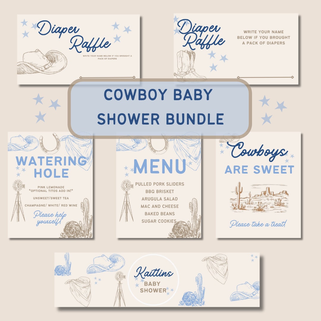 Cowboy Baby Shower Bundle, Western Baby Shower Bundle, Digital Cowboy ...