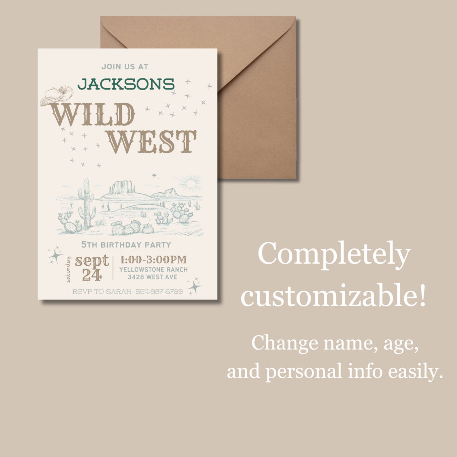 Wild West Invitation Country Western Birthday Invite Retro Rodeo Cowboy ...