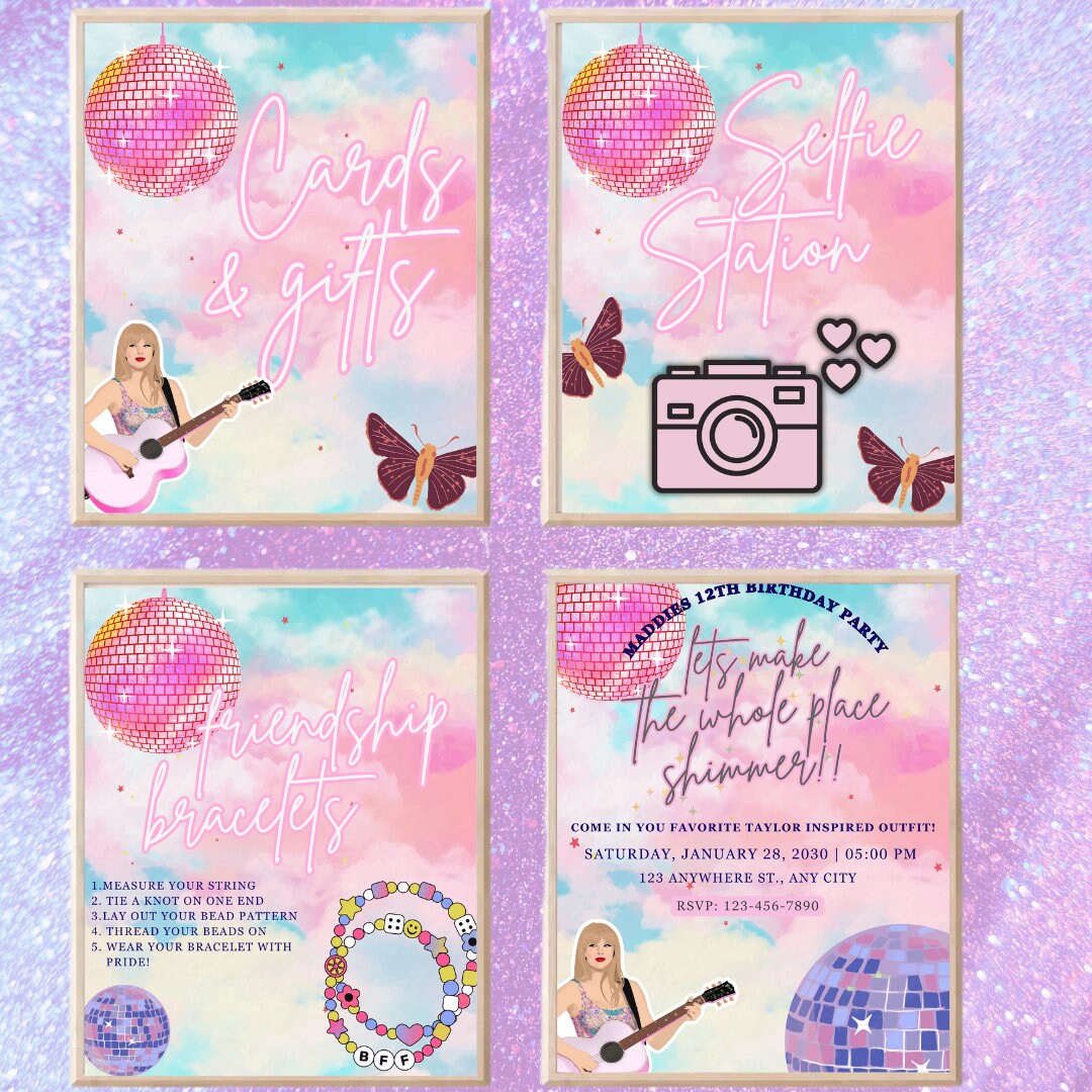 Taylor Swift Birthday Signs Digital 8x10s Friendship Bracelets Swiftie ...