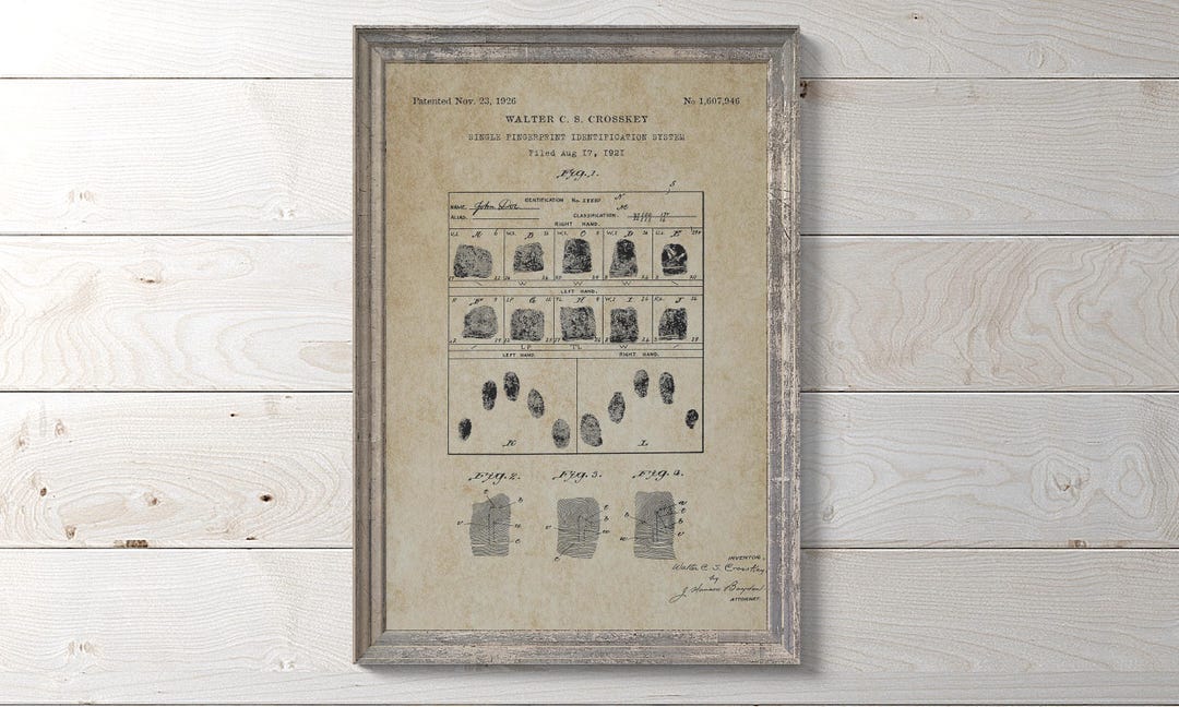 Fingerprint Identification Patent: Forensics History Art, Unique Gift ...