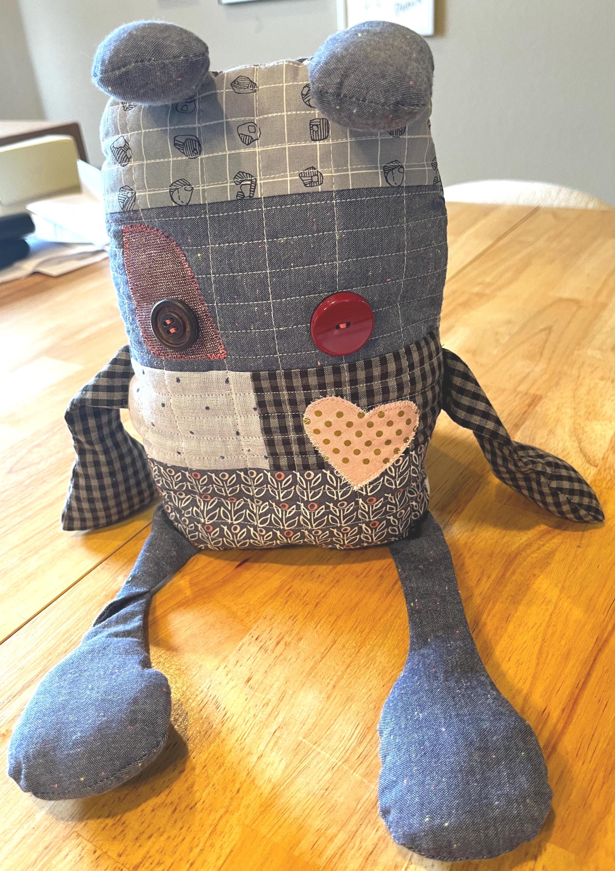 Scrappy Monster Stuffed Toy | Vintage Linen, Handmade, Unique Gift ...