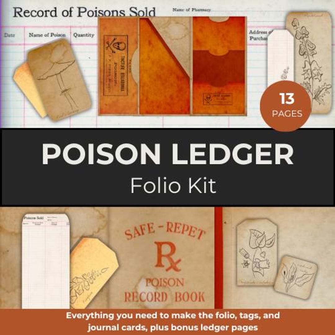 Poison Ledger Folio Kit | Digital Download | Junk Journal Complete Kit ...