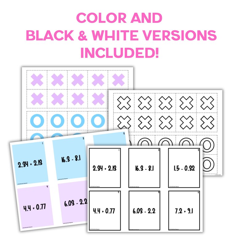 Fun Math Game Fifth Grade Math Adding and Subtracting Decimals Tic Tac ...