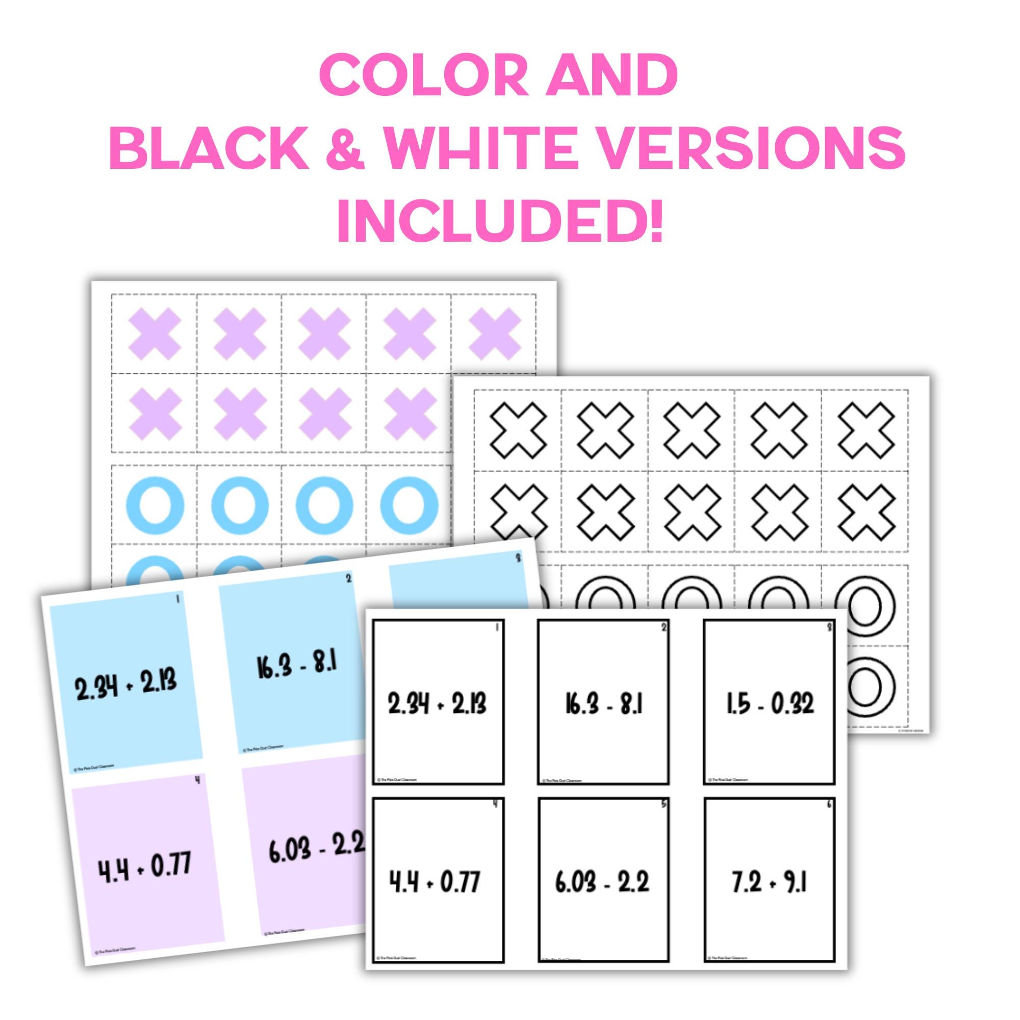 Fun Math Game Fifth Grade Math Adding and Subtracting Decimals Tic Tac ...