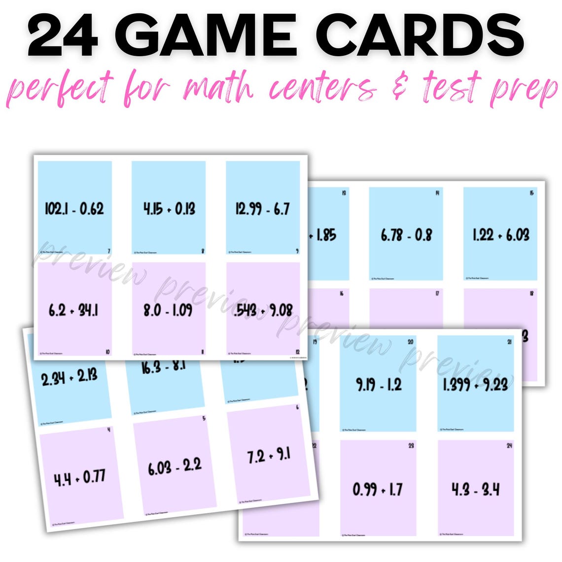 Fun Math Game Fifth Grade Math Adding and Subtracting Decimals Tic Tac ...