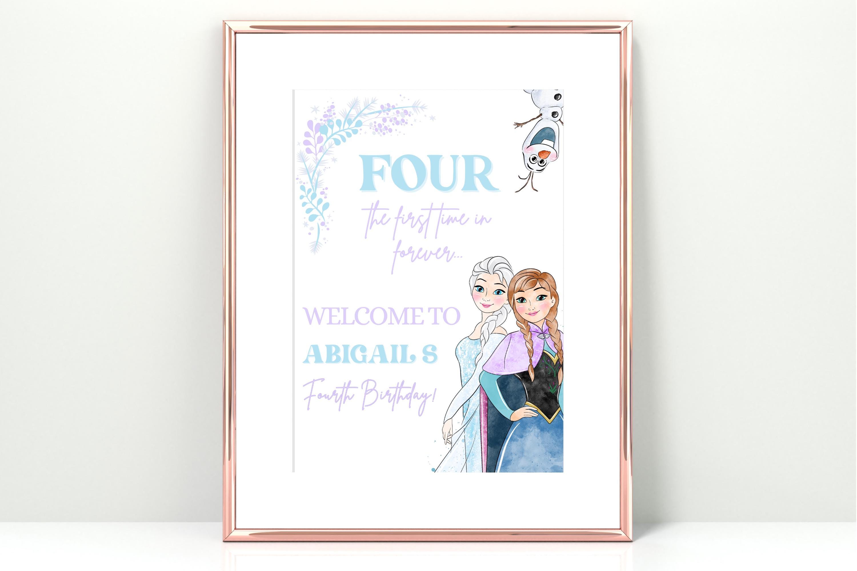 Frozen Birthday Welcome Sign, Princess Elsa Anna Olaf Party Decor, 4th ...