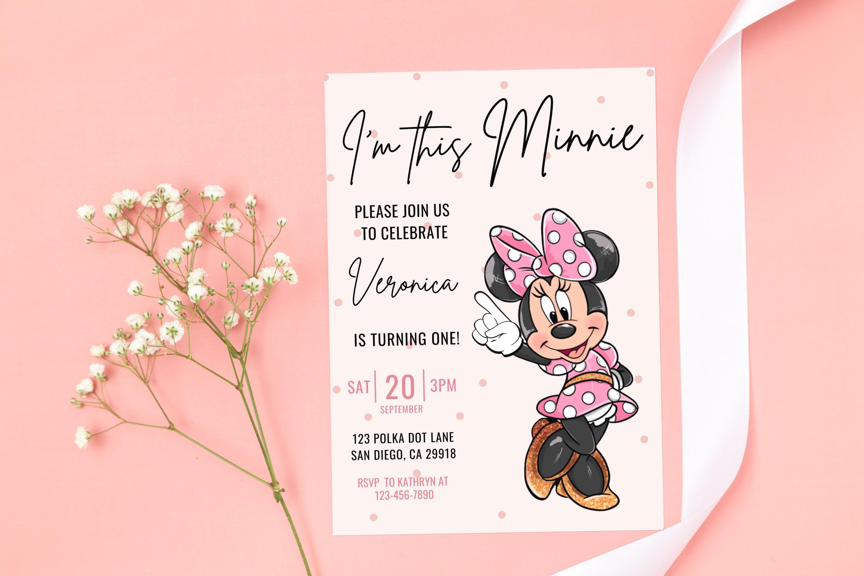 Minnie 1st Birthday Invitation, Minnie Mouse Party, First Bday Invite ...