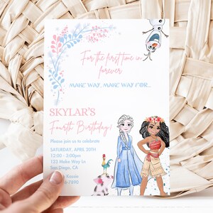 Moana and Frozen Birthday Invitation, Luau Moana Invite, Maui Ocean ...