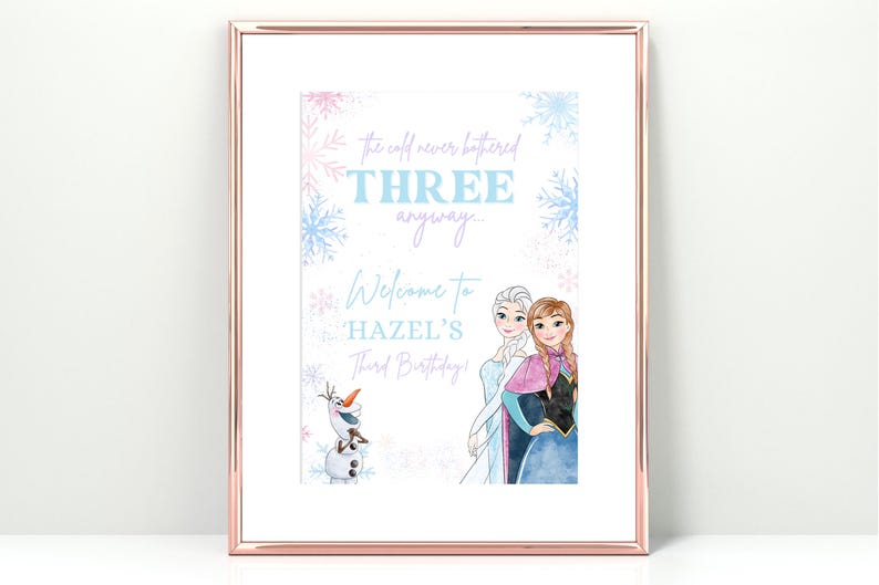 Frozen Birthday Welcome Sign, Princess Elsa Anna Olaf Party, Frozen ...