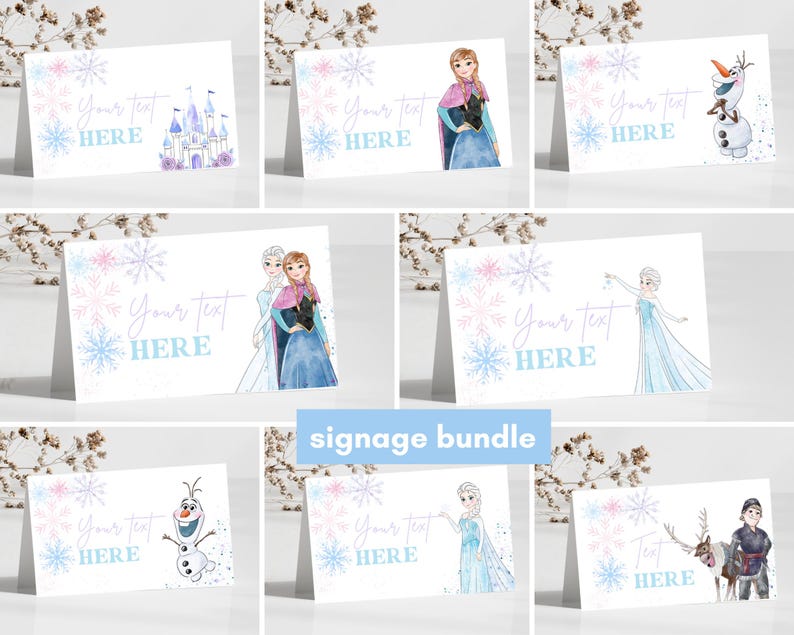 Frozen Birthday Decor Signs, Princess Elsa Anna Olaf Party, Frozen ...