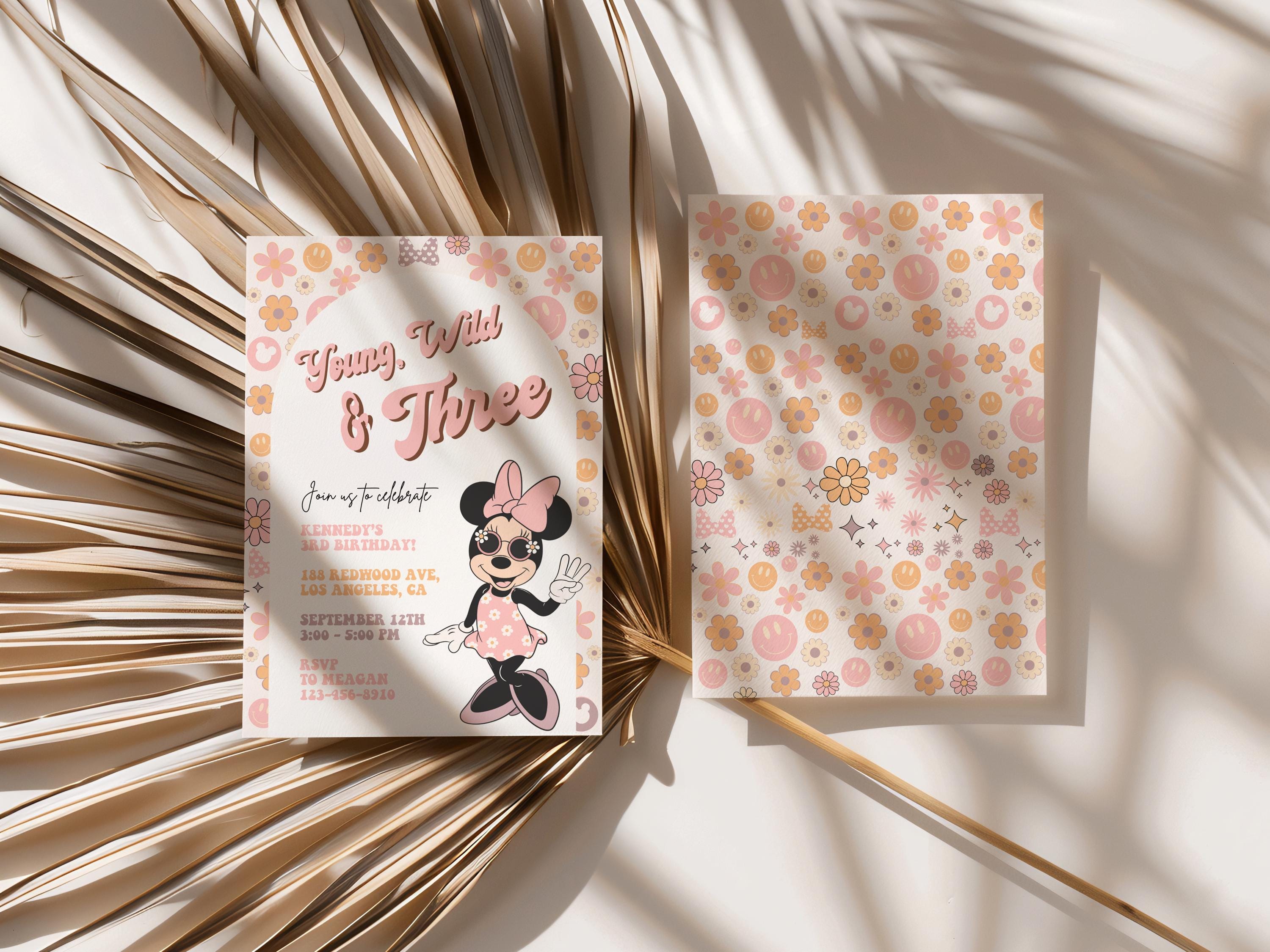Groovy Minnie 3rd Birthday Invitation Bundle, Mouse Girl Third Birthday ...