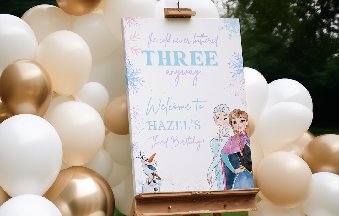 Frozen Birthday Welcome Sign, Princess Elsa Anna Olaf Party, Frozen ...