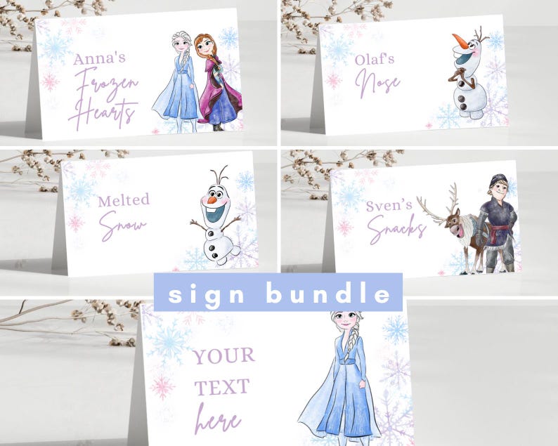 Frozen Birthday Decor Signs, Princess Elsa Anna Olaf Party, Frozen ...