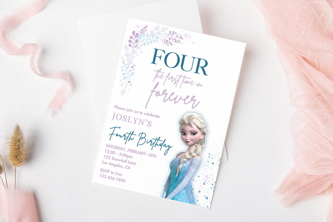 Four the First Time in Forever Frozen Birthday Invitation, Princess ...