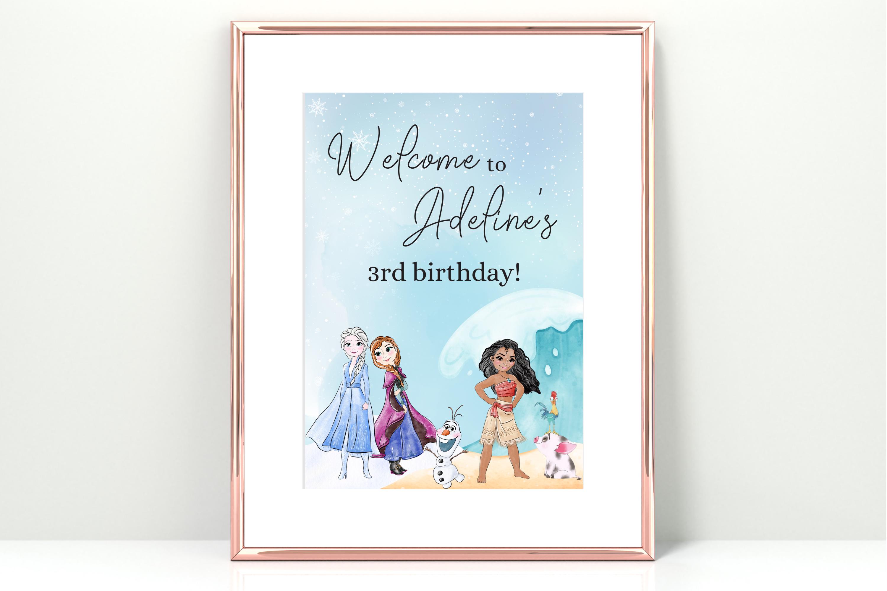 Moana and Frozen Birthday Welcome Sign, Luau Moana Decor, 2nd 3rd Maui ...