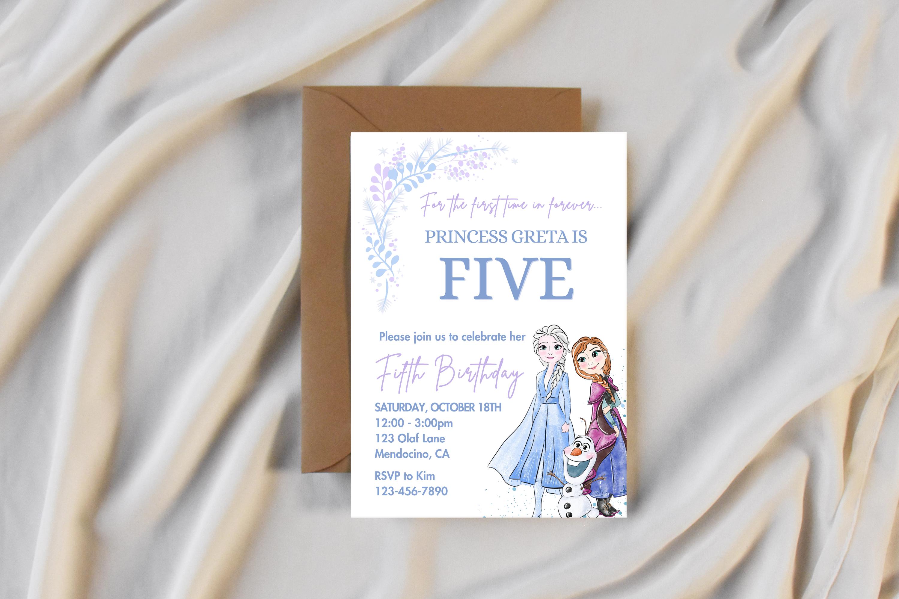 Frozen Birthday Invitation, Princess Elsa Anna Olaf Party, Frozen ...