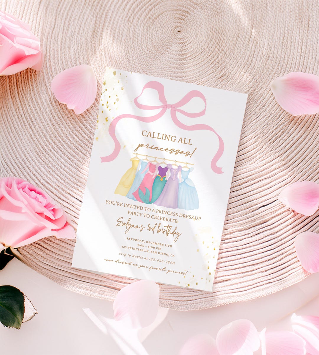 Calling All Princesses! Princess Bow Birthday Invite, Fairytale ...
