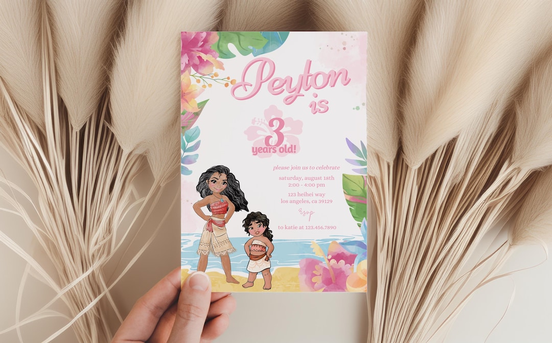 Moana and Simea Birthday Invitation, Sisters First Party, Luau Invite ...