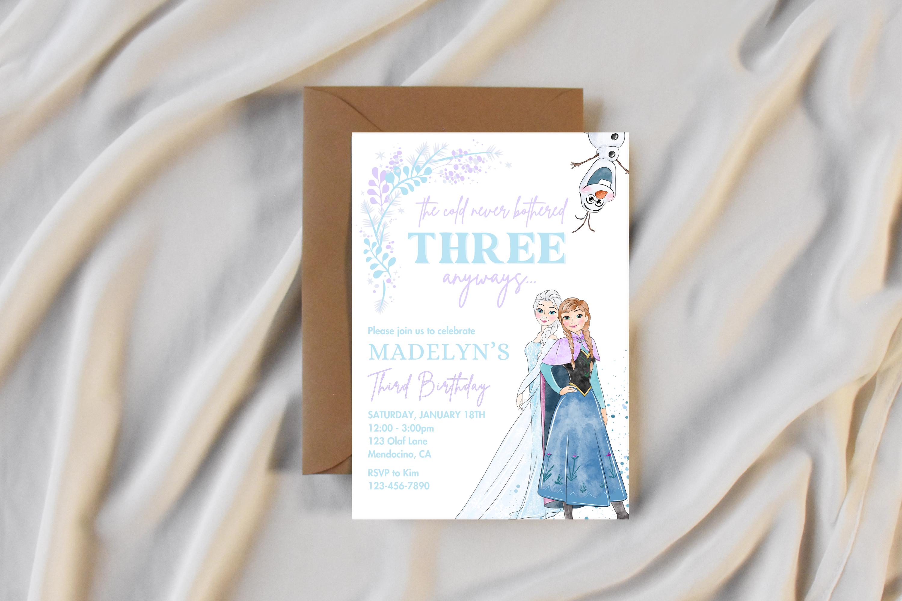 Frozen Birthday Invitation, Princess Elsa Anna Olaf Party Invite ...