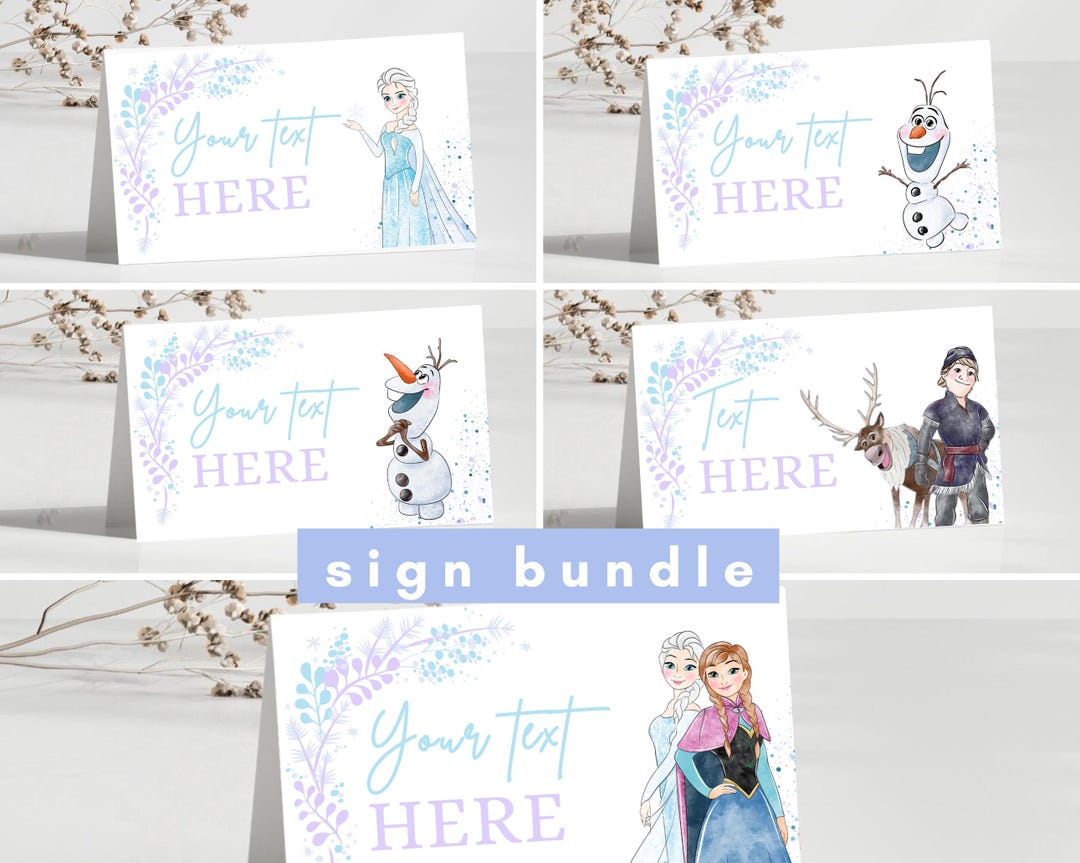Frozen Birthday Decor Signs, Princess Elsa Anna Olaf Party, Frozen ...