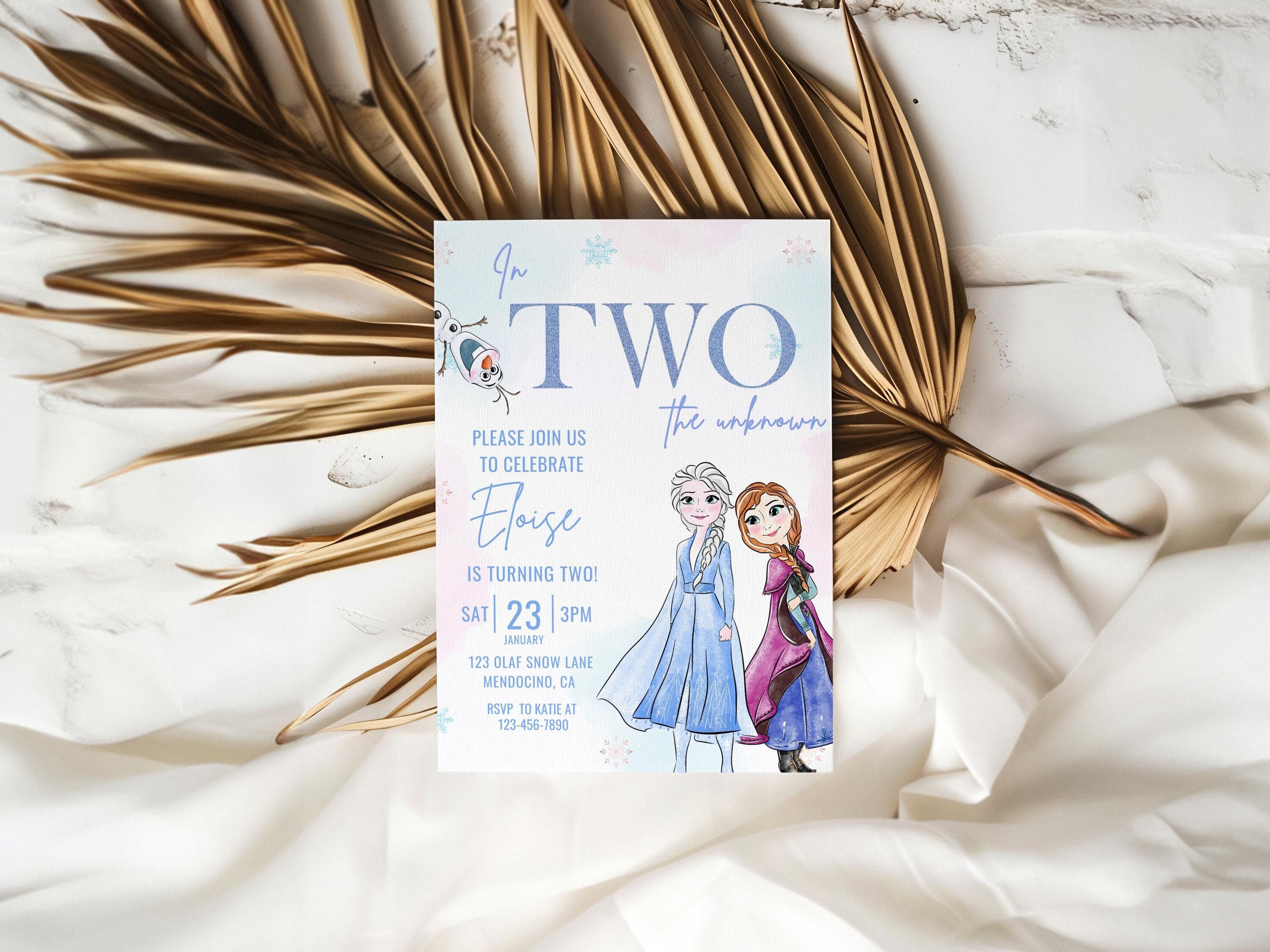 Frozen 2nd Birthday Invitation, Princess Elsa Anna Olaf Party Invite ...