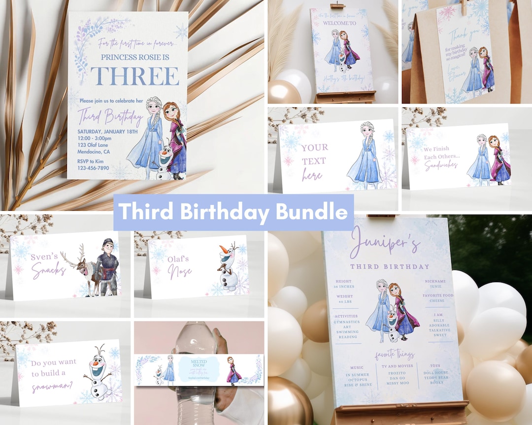 Frozen Birthday Invitation, Elsa Anna Olaf Party Invite Welcome Sign ...