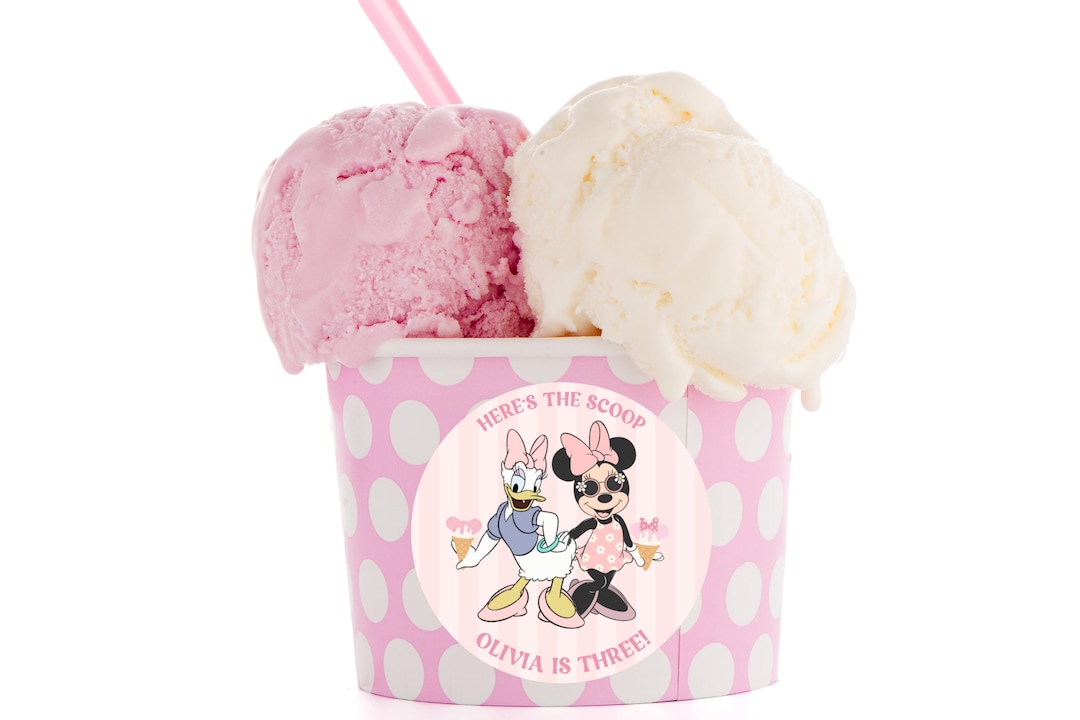 Minnie Ice Cream Label, Sticker Minnie and Daisy Icecream Party ...