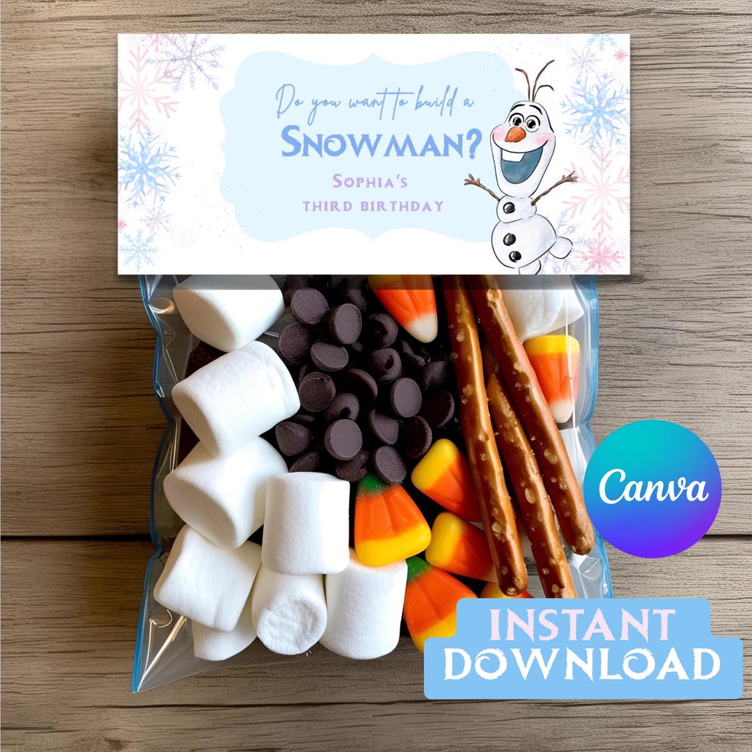 Olaf Frozen Do You Want to Build a Snowman Birthday Party Treats Bag ...