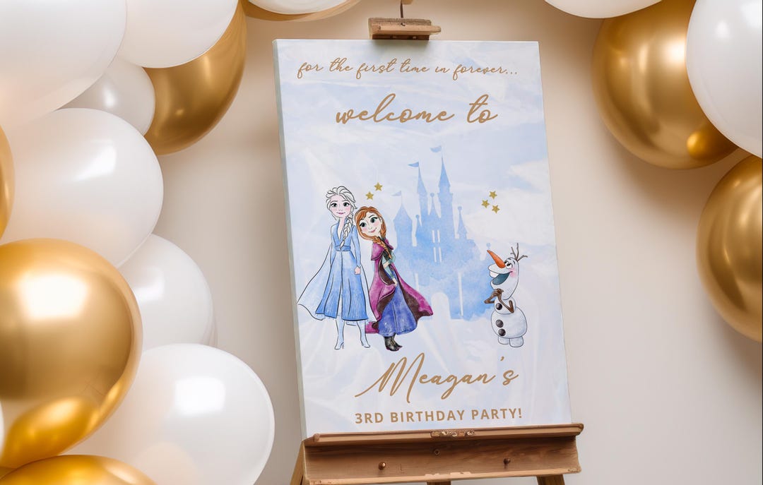 Frozen Birthday Welcome Sign, Princess Elsa Anna Olaf Party, Frozen ...