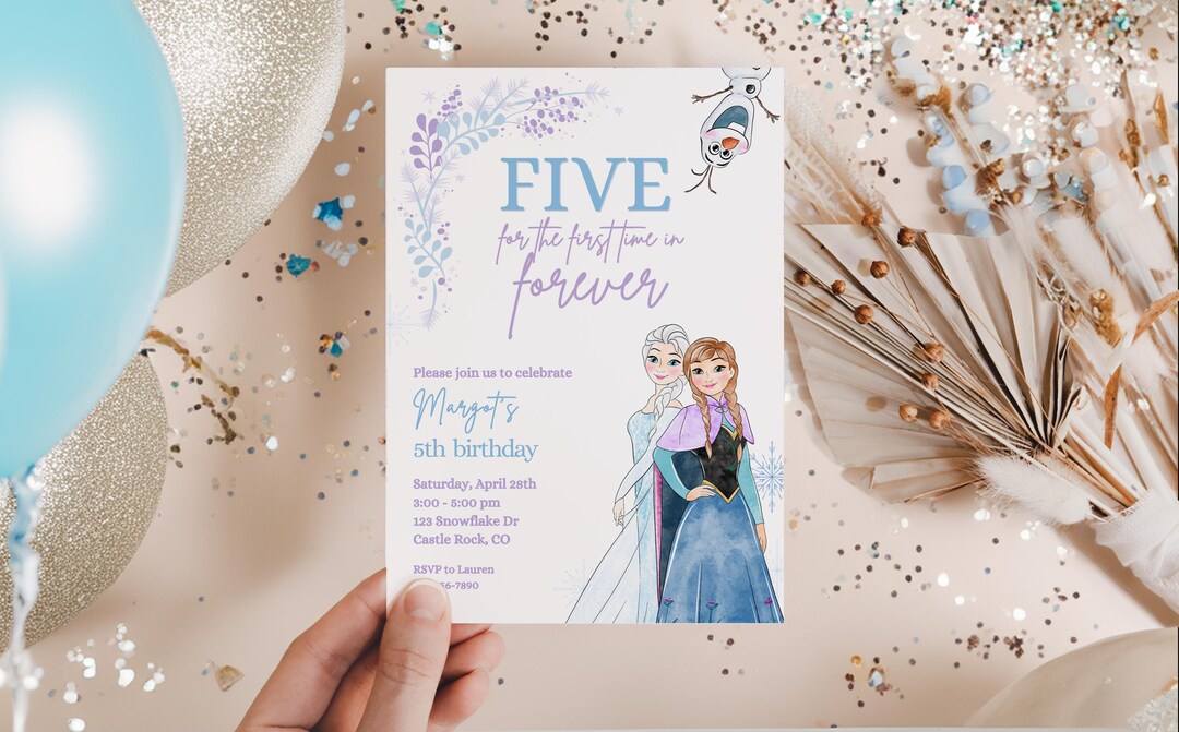 Frozen 5th Birthday Invitation, Princess Elsa Anna Olaf Party, Frozen ...