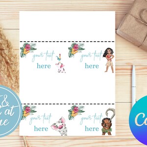 Moana Birthday Food Labels, Moana Party, Luau Moana Maui Pua, 2nd 3rd ...