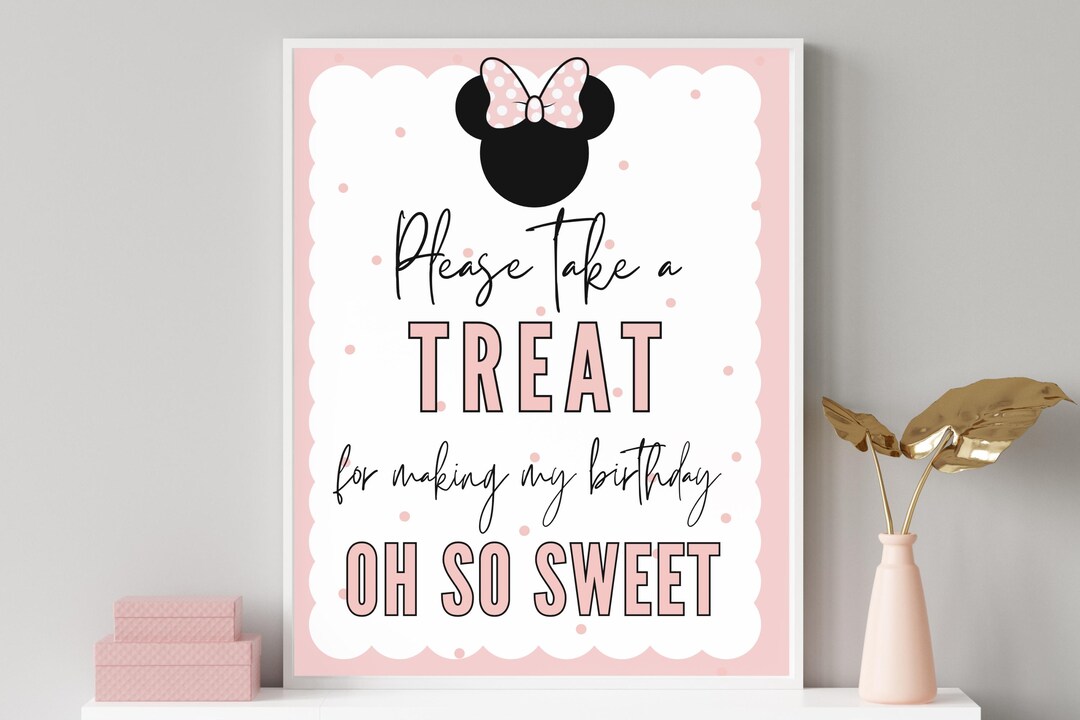Minnie Birthday Decor Sign, Please Take a Treat Oh so Sweet Party ...