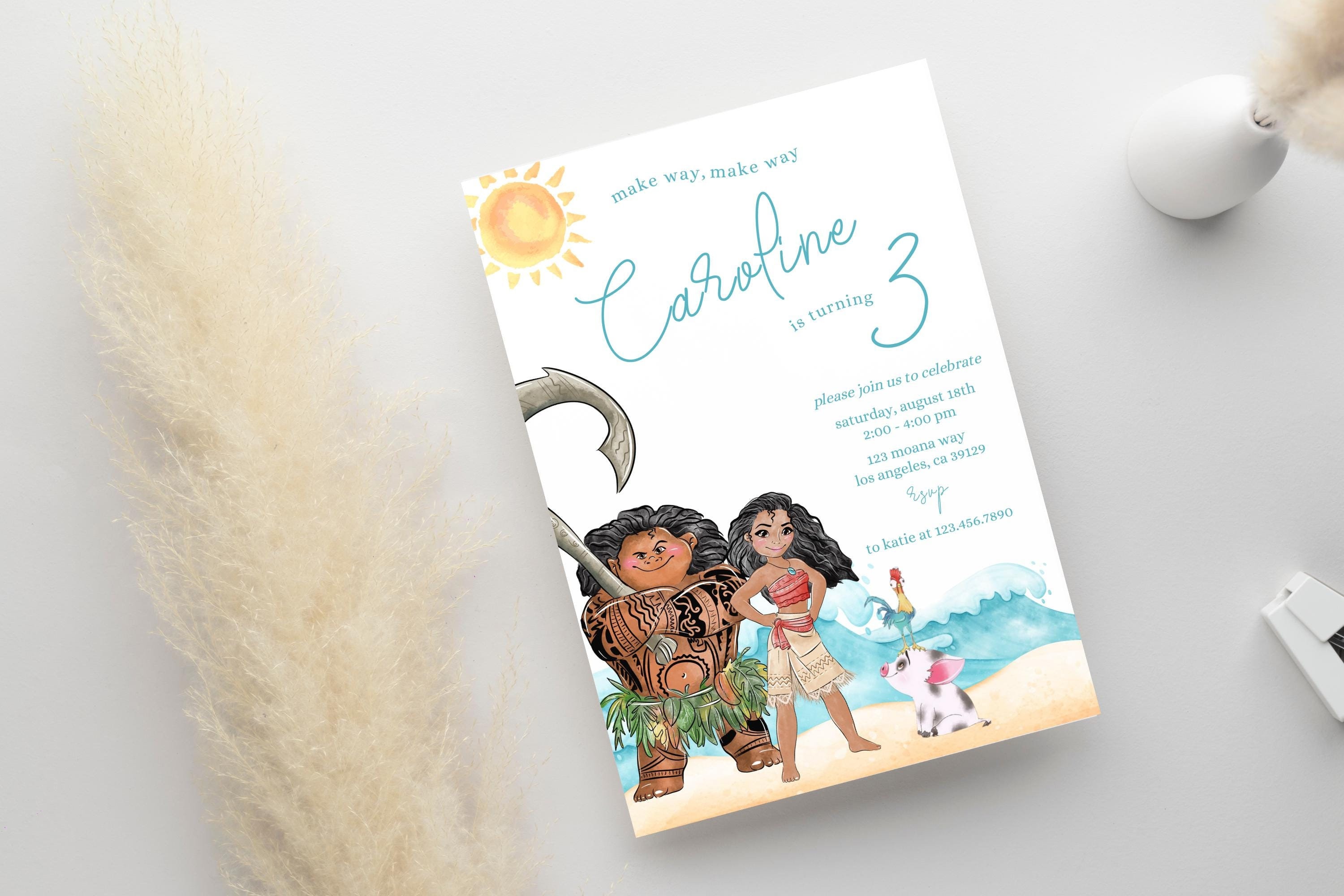 Moana 2 Birthday Invitation, Moana II Birthday Party, Luau Moana Invite ...