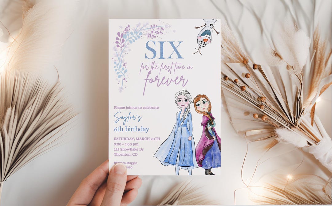 Sixth Frozen Birthday Invitation, Princess Elsa Anna Olaf Party, Frozen ...