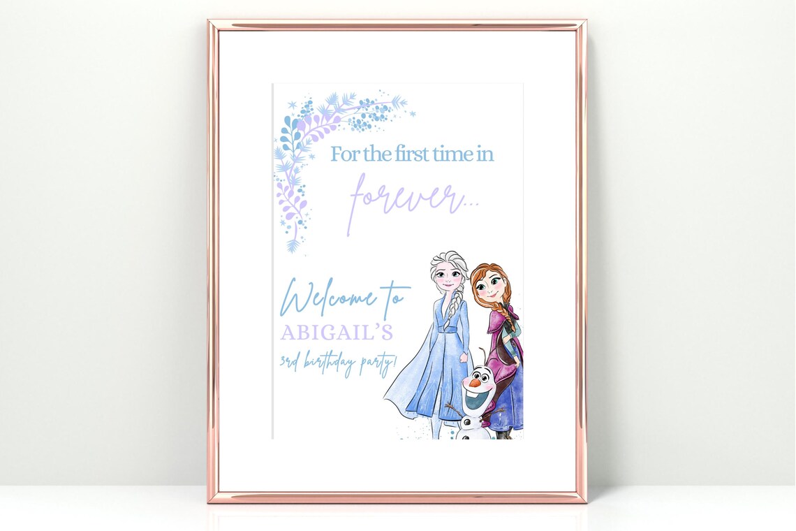Frozen Birthday Welcome Sign, Princess Elsa Anna Olaf Party, Frozen ...