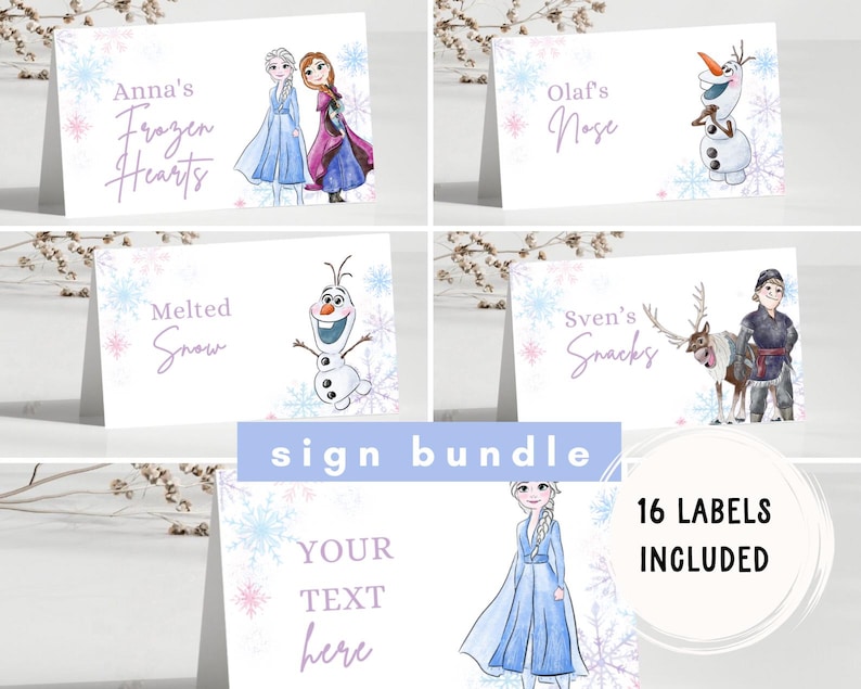 Frozen Birthday Decor Signs, Princess Elsa Anna Olaf Party, Frozen ...