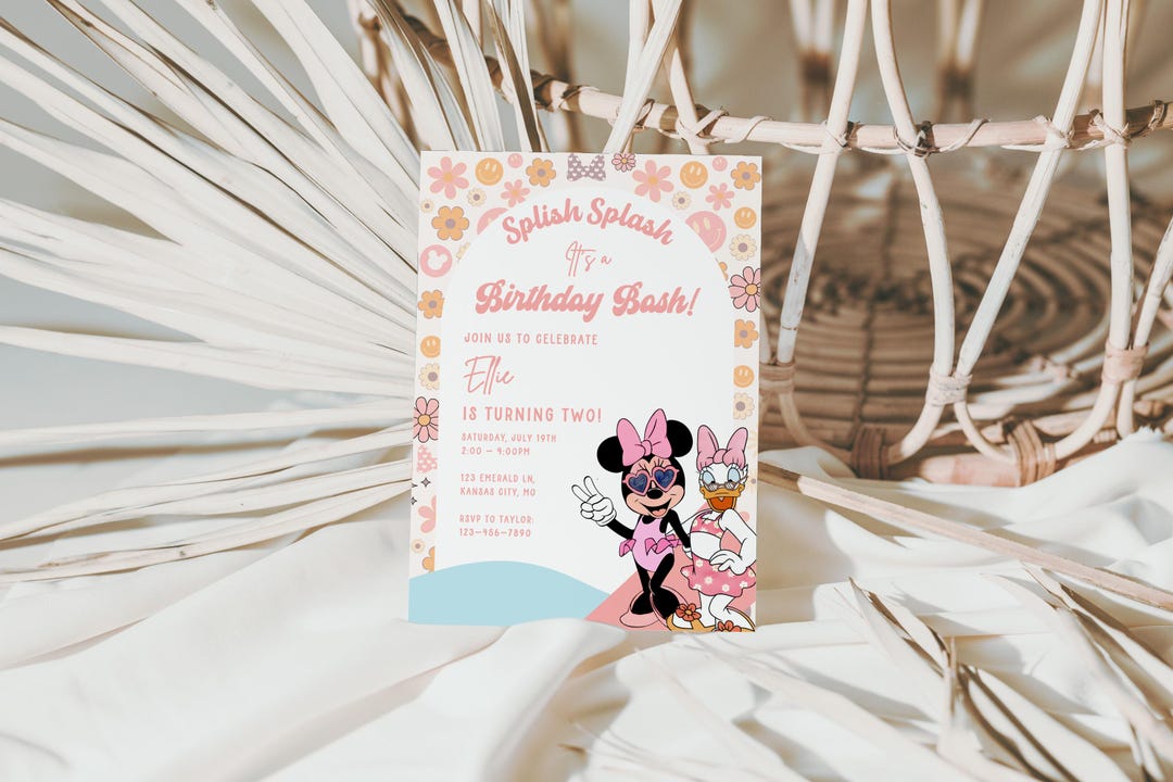 Minnie Mouse and Daisy Pool Party, Two Groovy Oh Twoodles Invite ...