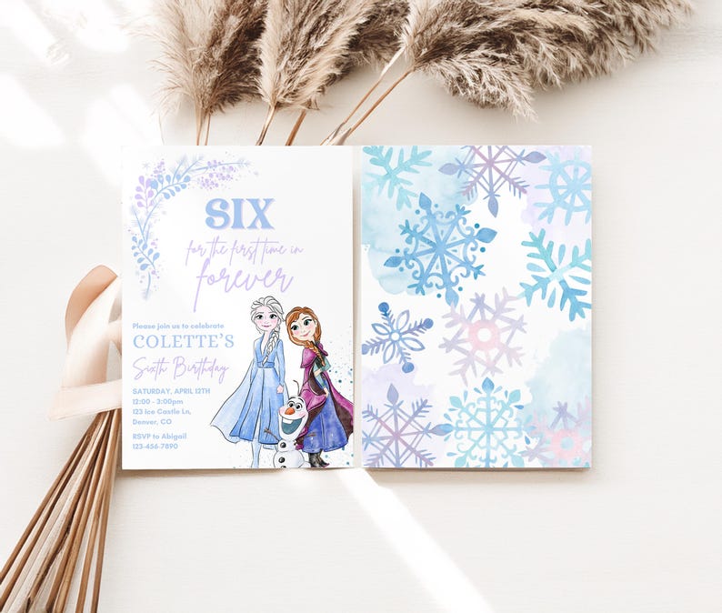 Frozen 6th Birthday Invitation, Princess Elsa Anna Olaf Party Invite ...
