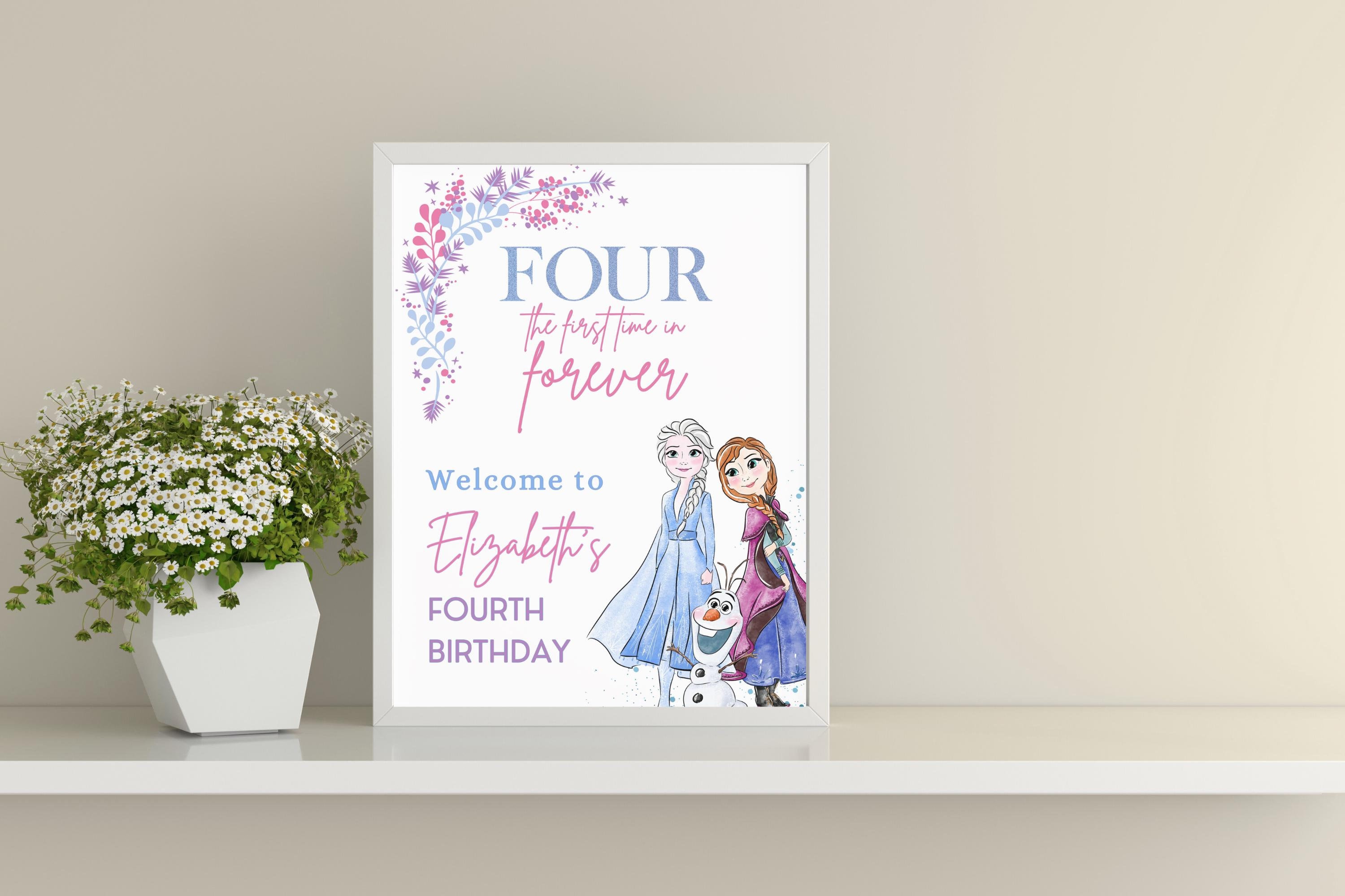 Frozen Birthday Welcome Sign, Princess Elsa Anna Olaf Party Decor, 2nd ...
