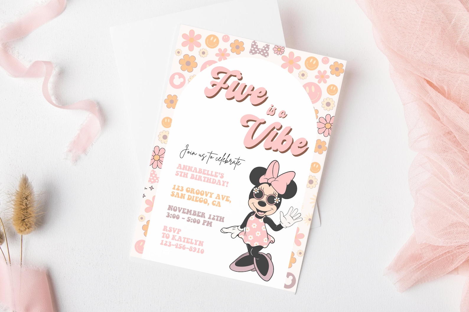 Minnie 5th Birthday Invitation, Minnie Mouse Party, Minnie Girl Fifth ...