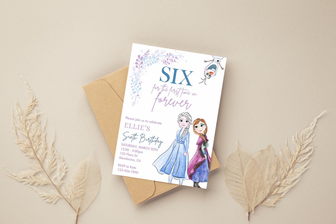 Sixth Frozen Birthday Invitation, Princess Elsa Anna Olaf Party, Frozen ...